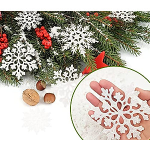 36pcs Christmas White Snowflake Ornaments Plastic Glitter Snow Flakes Ornaments for Winter Christmas Tree Decorations Size Varies Craft Snowflakes