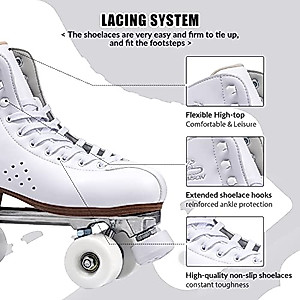 PAPAISON Roller Skates for Women and Girls, Deluxe 2 Layer Microfiber Leather Double Row-Classic Roller Skates for Men, Professional Outdoor Indoor Quad-Skates for Kids & Adults