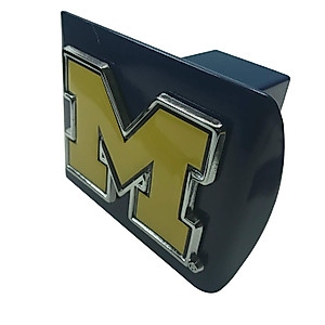 Michigan UM Wolverines Yellow Metal M on Blue Metal Hitch Cover