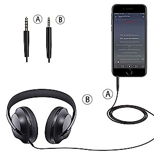 QC35 Replacement Audio Cable Cord for Bose Quietcomfort 35 QC35 Oe2 Oe2i QC25 Headphones with Inline Mic Volume Control 1.4 Meters 3.5mm to 2.5mm Cable for iOS Android System (Built-in Microphone)