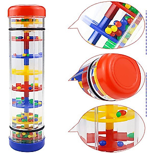 Rainmaker Baby Rain Stick Toys for Kids: 8 inch Rainstick Sensory Rattle Toys for Babies,Shaker Rainfall Tubes Musical Instrument -Red