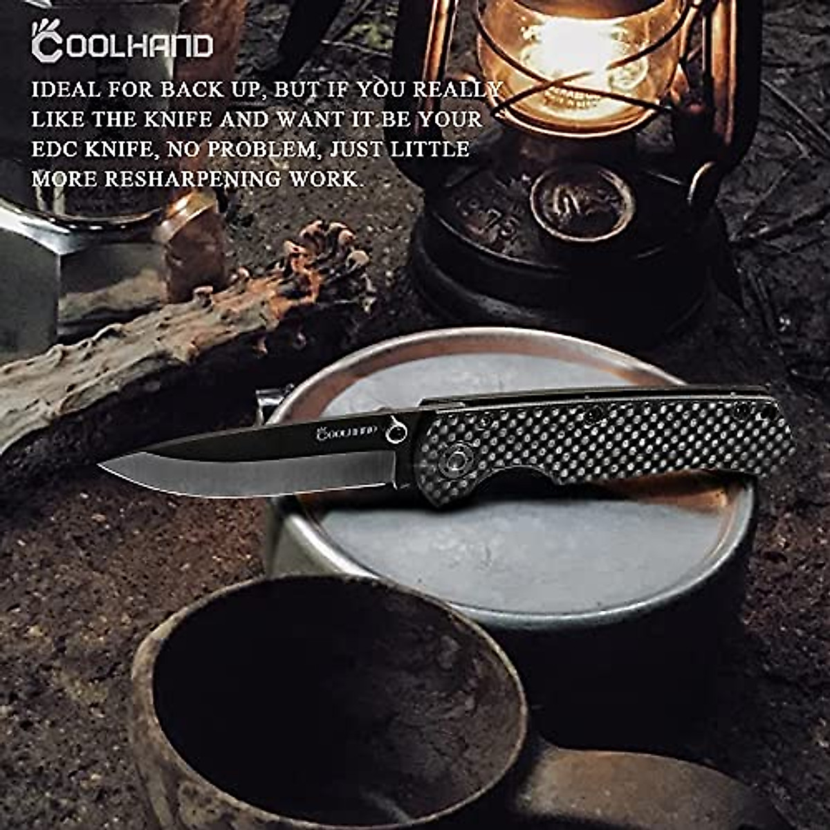 Cool Hand 3.75'' Carbon Fiber Folding Knife, w/ 2.75" Polished Black Ceramic Blade in Gift Box Packing, Liner Lock Mechanism, w/Pocket Clip, EDC Pocket Knives
