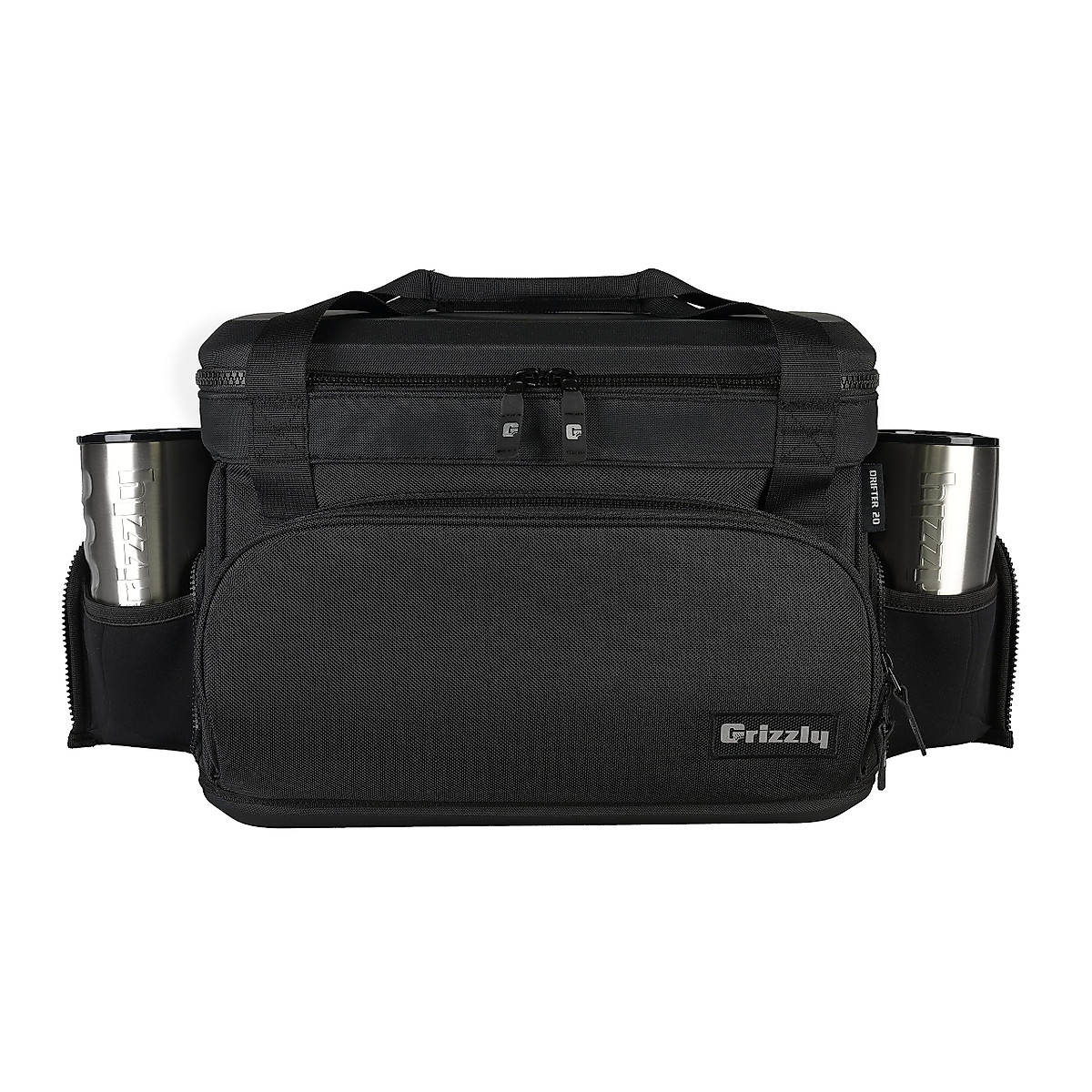 Grizzly Drifter 20 Soft Sided Cooler | 20 qt Flip-Top Cooler Bag | Ice Chest for Beach Boat Camping Fishing Hiking Hunting Picnic | Lightweight Portable Insulated Waterproof | Blackout