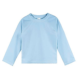 Gerber Unisex Baby Toddler UPF 50+ Long Sleeve Rashguard Swim Shirt, Light Blue, 4T
