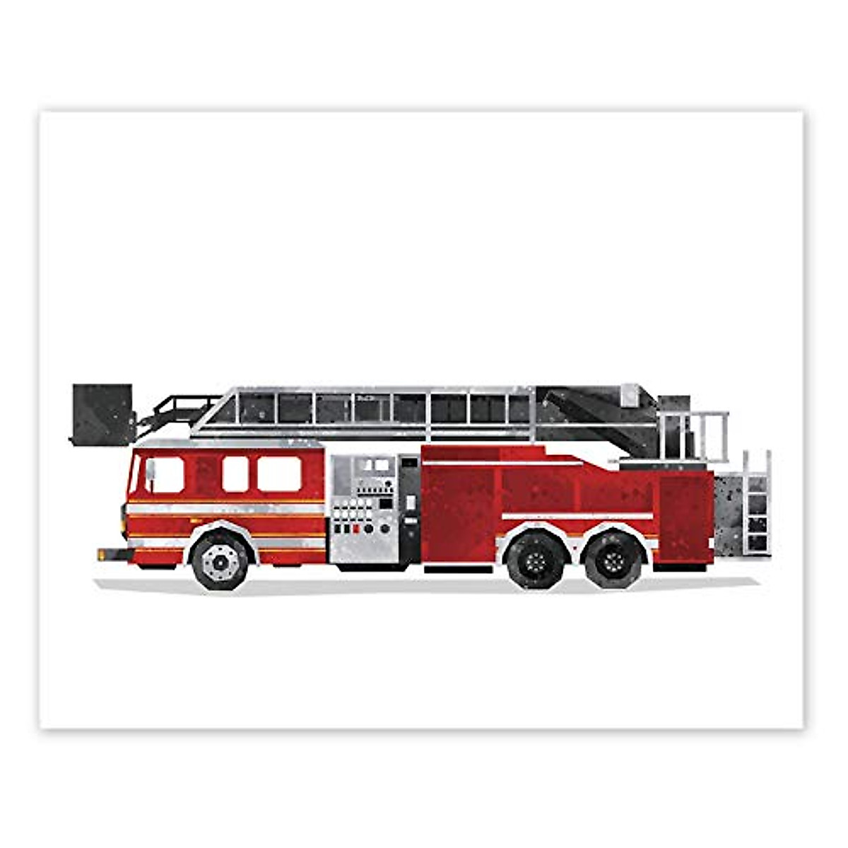 Fire Truck Decor - Set of 6 Prints // Firetruck Nursery Posters // Fire Engine Birthday Party Decoration // Transportation Wall Art for Boy Toddler Bedroom Picture // Ambulance // Rescue (8x10, Set 6)