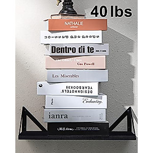 BAYKA Floating Shelves for Bedroom Decor, Rustic Wood Wall Shelves for Living Room Wall Mounted, Hanging Shelving for Bathroom, Laundry Room, Small Shelf for Plants, Books(Black,Set of 3)