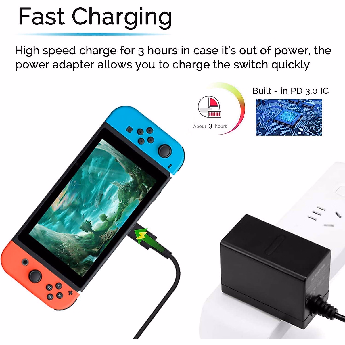 Kahool Switch Charger with TV Dock Set for Nintend Switch, Switch Lite, OLED,Non-OEM AC Power Adapter with 5ft Charging Cable, Portable Docking Station Base Cradle