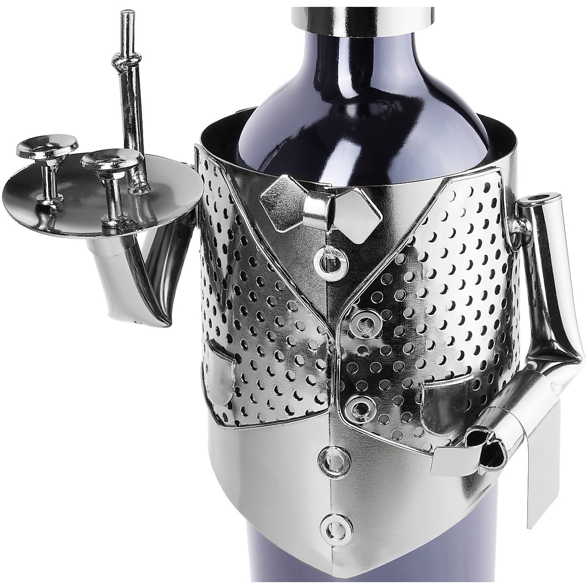 BRUBAKER Wine Bottle Holder Waiter - Metal Sculpture - Wine Rack Decor - Tabletop - with Greeting Card