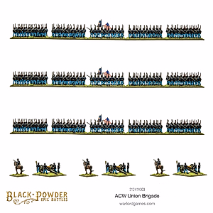 Warlord Black Powder Epic Battles American Civil War Union Brigade Tabletop Miniatures - Plastic Paintable Miniature 1700-1900 Soldiers Set, Unpainted Table Top 28mm Military Minifigures for Adults