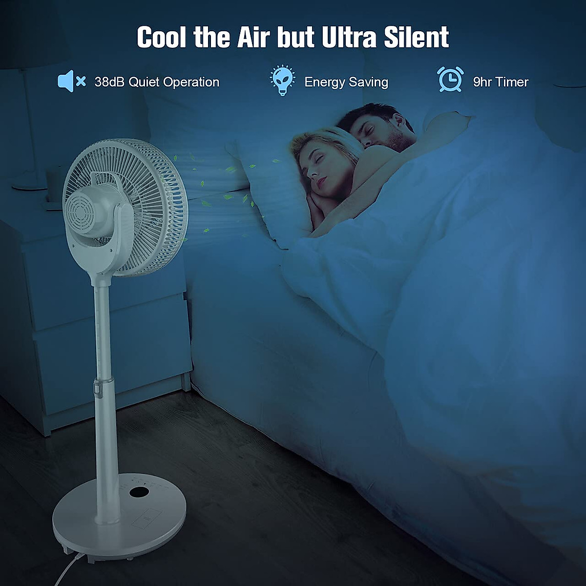 Housmile Oscillating Fan, 12 inch Quiet Standing Fan, Adjustable Height 3 Wind Modes 12 Speed and 9-Hour Timer Floor Fan with Remote, Pedestal Fan for Home Bedroom