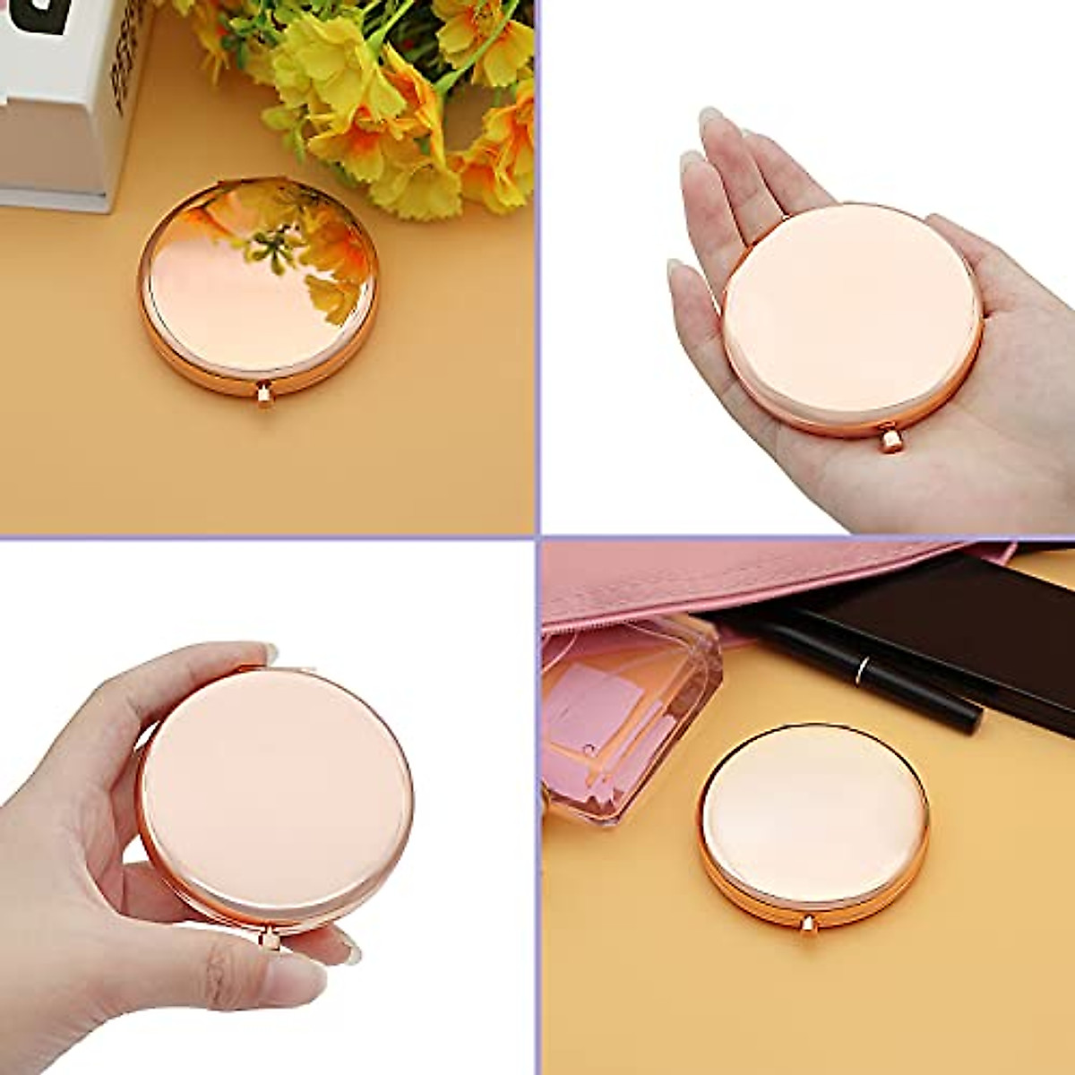 Jielahua 60th-69th Birthday Gifts for Women Rose Gold Compact Mirror 60-69 Year Old Birthday Gifts for Wife Grandmother 60th-69th Birthday Gifts for Mom Nana Christmas Retirement Gifts