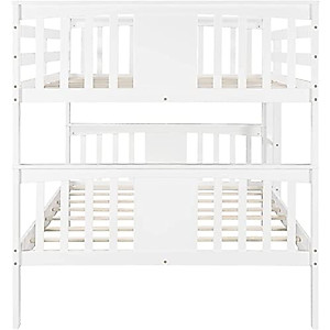 STP-Y Twin Over Twin Bunk Bed with Trundle, Solid Wood Bunk Beds for (White) (Color : White, Size : Full Over Full)