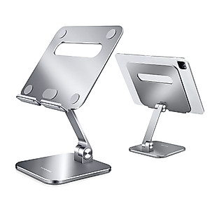 elitehood Aluminum iPad Pro 12.9 Stand, Adjustable iPad Stand Holder for Desk, Large Back Portable Monitor Stand, Tablet Stand Compatible with 15.6’’ Monitor, iPad Pro 12.9, iPad Air Mini 6 5