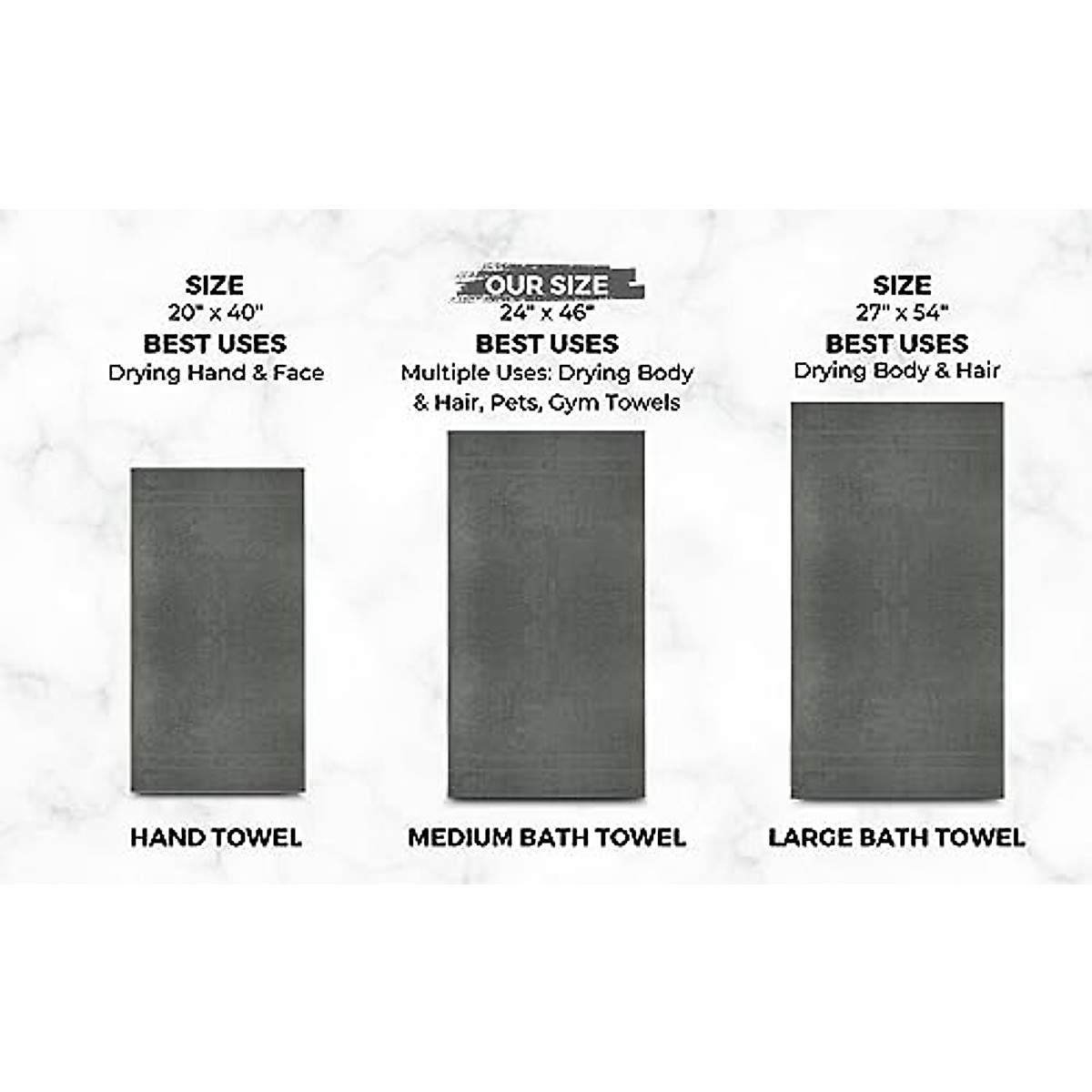 LOOP TERRY Bath Towel Set - 100% Cotton 6 Pack 24 x 46 Quick Dry Towels. Lightweight & Absorbent, 500 GSM Soft Towels use for Bath, Pool, Spa, Gym, Guest Bathroom, Ideal for Daily Drying