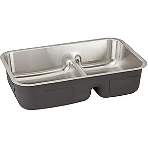 Signature Hardware 948495 Cypress 34" Undermount 60/40 Double Basin Stainless Steel Kitchen Sink