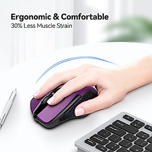 TECKNET Wireless Mouse, 2.4G Ergonomic Optical Mouse, Computer Mouse for Laptop, PC, Computer, Chromebook, Notebook, 6 Buttons, 24 Months Battery Life, 2600 DPI, 5 Adjustment Levels
