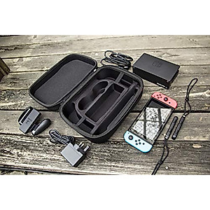 Amazon Basics Hard Shell Travel and Storage Case For Nintendo Switch & OLED Switch, Black, 12 x 4.8 x 9 Inches