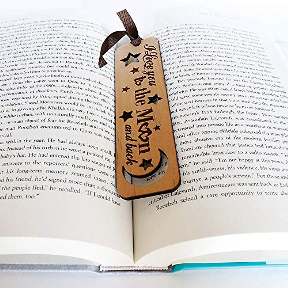 Bella Busta- I Love You to The Moon Bookmark-Christmas Gift-Laser Cut and Engraved Natural Alder Wood-Christmas Gift-Valentines Day Gift