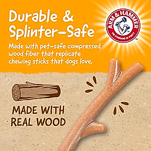 Arm & Hammer for Pets Barkies Tree Branch Compressed Wood Collection, 8 Inch Bacon Flavored Wood Blend Chew Toy for Dogs | Faux Stick, Splinter-Free, Safer & Durable Alternative to Chewing Sticks
