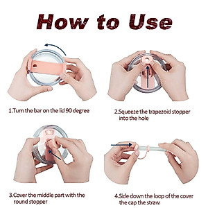 GAUDIE Silicone Spill Stopper Set of 4, Cup Accessories for Stanley 30/40 oz, Including Straw Cover Cap, Square Lid Stopper & Round Leak Stopper Plug (Purple)