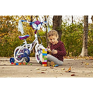 Huffy Frozen 2 Kid Bike, Training Wheels, Streamers & Basket Included, 12 inch