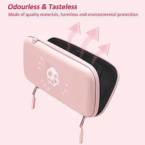 Carrying Case for Nintendo Switch & Switch OLED Portable Travel Bag - Cute Paw Ice Cream Ultra Slim Hard Protective Storage Cover Accessories - with 8 Game Cards Slot & Removable Strap & 4 Thumb Grip