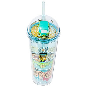 Silver Buffalo Scooby Doo Mystery Machine Featuring Shaggy, Velma, Daphne, and Fred Dome Glitter Top Travel Tumbler, 24 Ounces