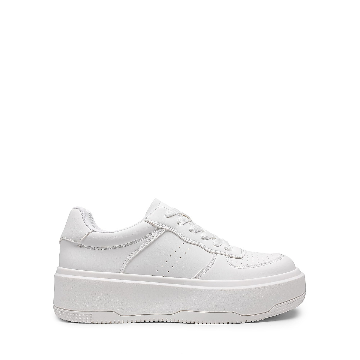 DREAM PAIRS Women Fashion Sneakers Platform Chunky Tennis Walking Lace-Up Comfortable Walking Shoes,SDFN2375W White Size 7