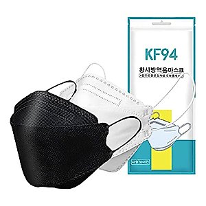 100Pcs Black+White Adult Kf94 Face Mask, 4-Ply Layer Filtеr 3D Design Shape Kf94 Disposable Face Masks Breathable Mask for Adult