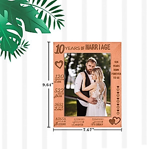 LittleBlueDeer 10th Wedding Anniversary Picture Frame,10th Anniversary Marriage Wood Photo Frame Gifts for Couple,10 Year of Marriage - Ten Year Wedding Keepsake Gift