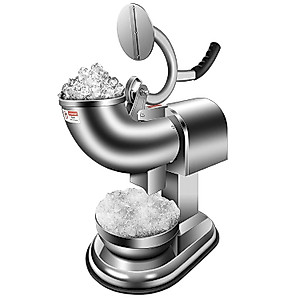Shaved Ice Machine Electric Snow Cone Maker Machine Ice Crusher Dual Blades 440lbs/hr for Home and Commercial Ice Shaver Heavy Duty Silver