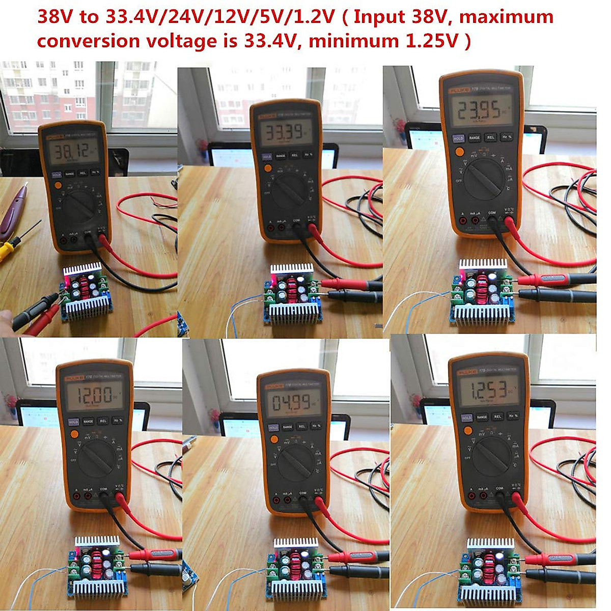 Anmbest Constant Current CC CV Buck Converter Module DC 6-40V to 1.2-36V 20A 300W Adjustable Step Down Voltage Regulator Power Supply Module with Short Circuit Protection Function