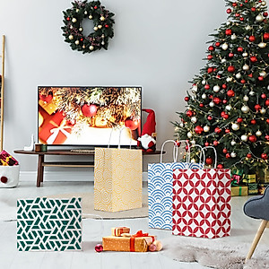 Parmedu Assorted Color Paper Bag Set: 24pcs Gift Bags with Handles in Optimal Size 8.5 * 3.9 * 10.2 Inches, Thickened Take-out Bags for Christmas, Festivals, Birthdays, Parties, Weddings etc.