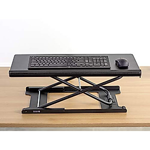 VIVO Black Single Top 27 inch Heavy-Duty Scissors Lift Keyboard and Mouse Riser, Designed for Ergonomic Sit Stand Workstations, DESK-V000P