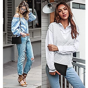 YALUXE Women Wristlet Clutch Genuine Full Grain Leather Crossbody Purse Smartphone Signature Wallet Strap