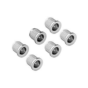 Bogart Guitar String Ferrules String Through Body Rear Mount Bushings String Caps for Fender Strat Tele Style Electric Guitar Chrome Set of 6Pcs.