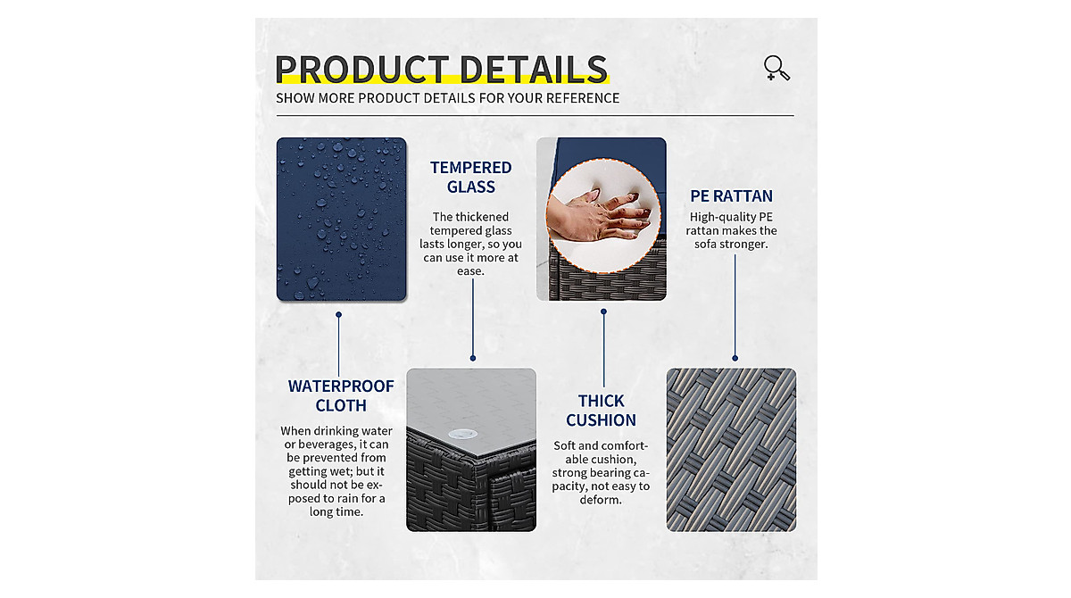 Lviden Outdoor PE Wicker 7-Piece Sofa Set with Cushions