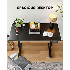 ErGear Whole Piece Standing Desk, 40x24 inch Adjustable Stand Up Desk with Cable Management Tray, Electric Computer Desk Workstation for Home Office, Black, EGESD63B