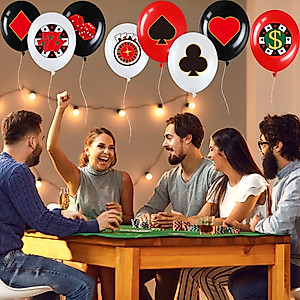 40 Pieces Casino Theme Party Decoration, Game Night Poker Card Latex Balloon Red Black Happy Birthday Carnival Balloon for Las Vegas Casino Night Party Supplies Indoor Outdoor Decor