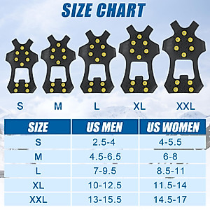 Ice Cleats Snow Traction Cleats Crampons for Shoe and Boots Non-Slip Overshoe for Walking on Snow and Ice Rubber Walking Cleats Anti Slip Crampons