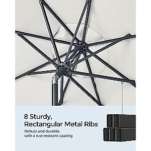 SONGMICS Patio Umbrella, 9 ft Outdoor Table Umbrella, Deck Umbrella, with 8 Ribs, UPF 50+, 30° Dual-Tilt System, Base Not Included, for Patio, Garden, Pool, White UGPU09BEV1