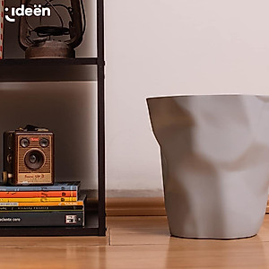 Small Plastic Geometric Design Trash Can, Trash Can for Bathrooms, Laundry, Kitchens, Offices, Kids Rooms, Bedrooms. 3.9 Gallon (Gray)