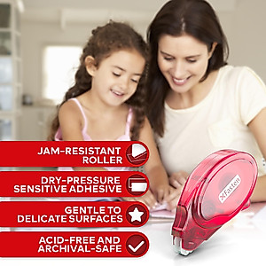 XFasten Adhesive Roller for Scrapbooking, 8mm x 30ft 8-Pack Double Sided Glue Tape Roller, Scrapbook Supplies for Adults, Photo Tape for Scrapbooking