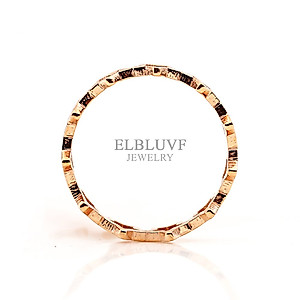 ELBLUVF Stainless-steel Rose Gold Plated Stackable Lucky Hollow Stars Star Ring For Women (6)