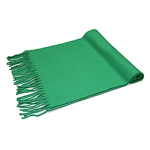 Achillea Solid Color Cashmere Feel Winter Scarf Unisex Soft & Warm Plain Scarf (Kelly Green)