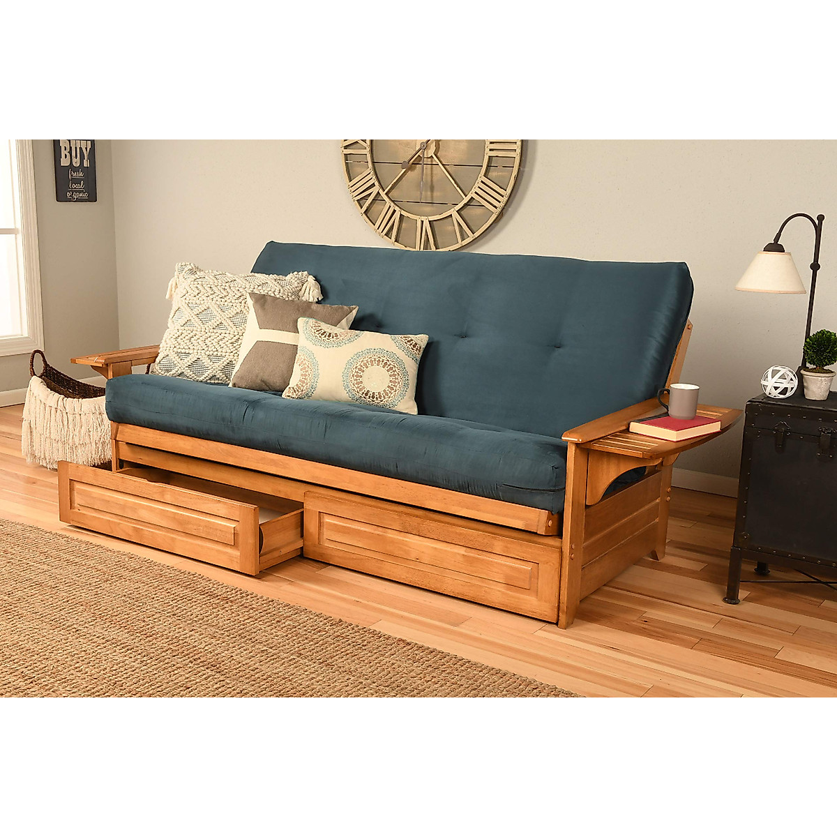 Kodiak Furniture Phoenix Frame with Suede Fabric Mattress in Blue/Butternut