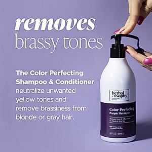 Herbalosophy Purple Shampoo & Conditioner Set for Blonde Gray Hair, Eliminates Brassy and Yellow Tones, Infused with Cocos Nucifera Oil, Free of Sulfate, Parabens and Gluten, 2 x 16.9 Fl Oz