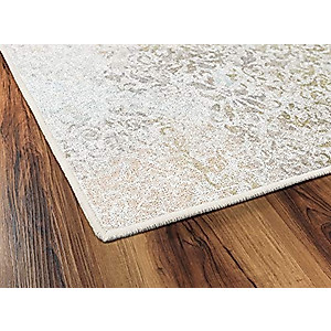 Brumlow MILLS Cordelia Antique Distressed Print Washable Indoor/Outdoor Area Rug for Living or Dining Room, Bedroom Carpet Rug and Kitchen Rugs, 30" x 46", Neutral