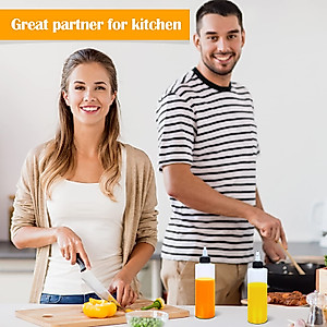 Honeydak 30 Pack 8.5 oz Squeeze Bottles Boston Empty Dispensing Bottles Plastic Lab Dispensing Bottles with Twist Top Cap Funnel for Liquids Inks Oil Sauce Condiments Arts and Crafts