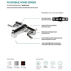 Laguna Brass 3310CP Mobile Home Two Handle Non-Metallic 8" Tub Shower Diverter, Chrome Finish